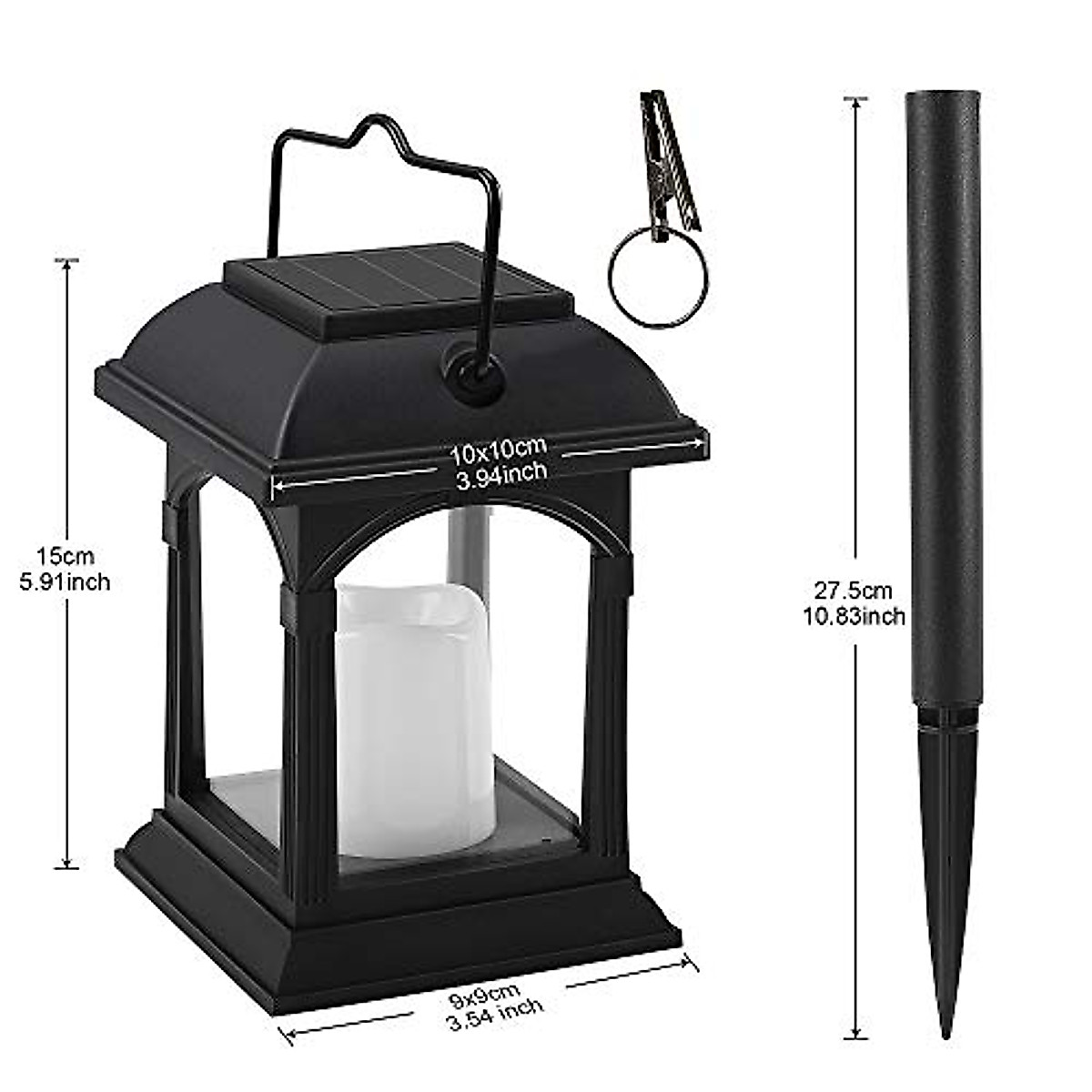Solar Lanterns Outdoor Hanging Solar Lights, ANDEFINE Decorative Solar Lawn Lamp Flickering Candle Effect Light with Stake for Garden/Patio/Yard/Table/Umbrella/Landscape (4 Pack)