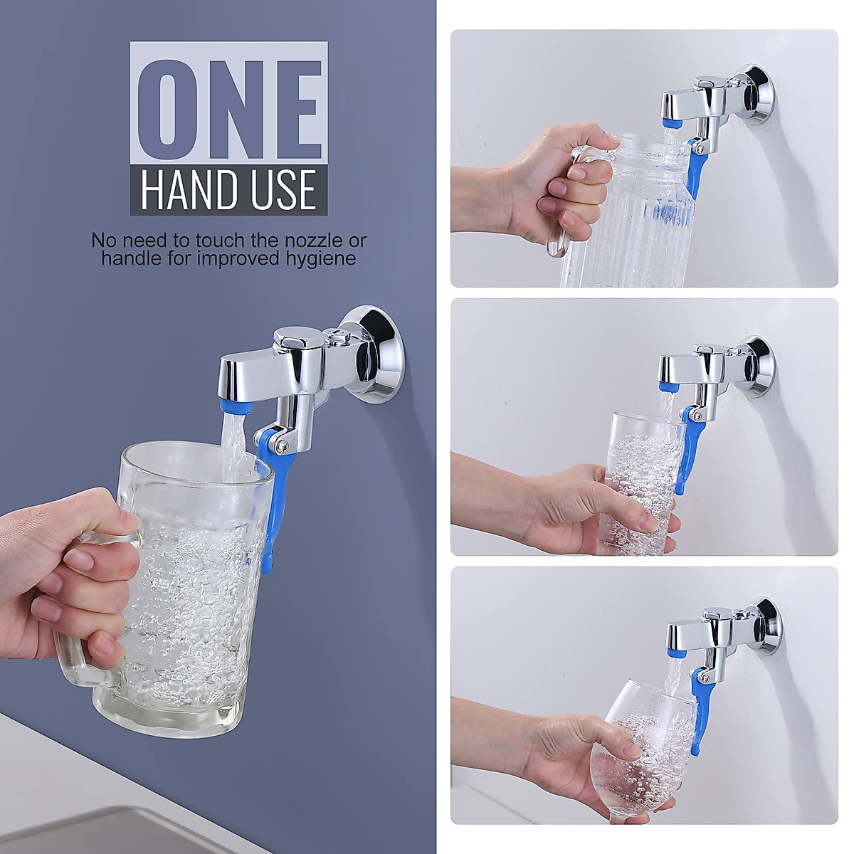 iVIGA Glass Filler Faucet Wall Mount, Push-Back Water Bottle Filling Station, Brass Glass Filling Station Commercial Water Filler Faucet for Bar Cafe Hotel Kitchen Restaurant - Female Inlet & Flange