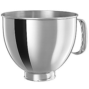 KitchenAid K5THSBP Tilt-Head Mixer Bowl with Handle, Polished Stainless Steel, Polished Stainless Steel, 5-Quart