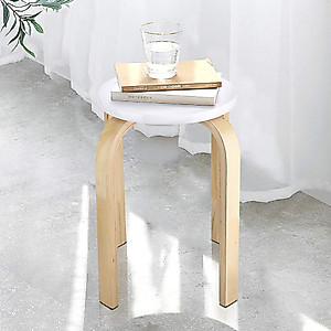 Cocoarm Wooden Round Stool,Anti-Slip Color Wood Stack Stool for Kitchen Home, Garden, Living and Class Room (White)
