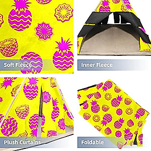 Guinea Pig House Bed, Rabbit Large Hideout, Small Animals Nest Hamster Cage Habitats Pink Pineapple Yellow