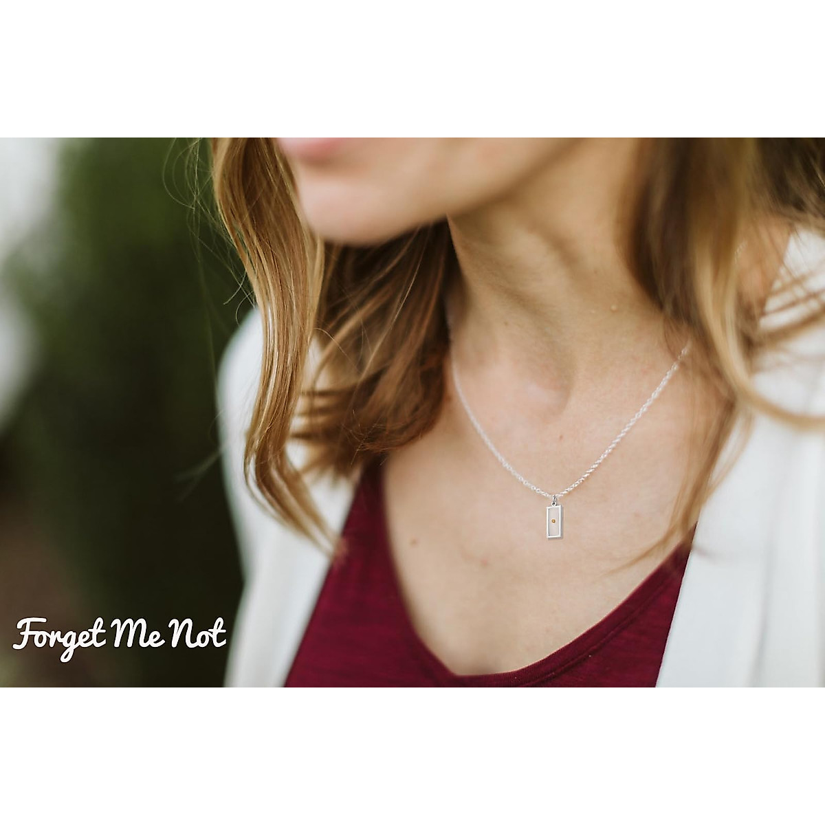 Haoze Miscarriage Gifts for Mothers Forget Me Not Seed Necklace Baby Loss Grief Sympathy Gift Child Loss Memorial Gifts Jewelry (Miscarriage Necklace-Rectangle-Silver)