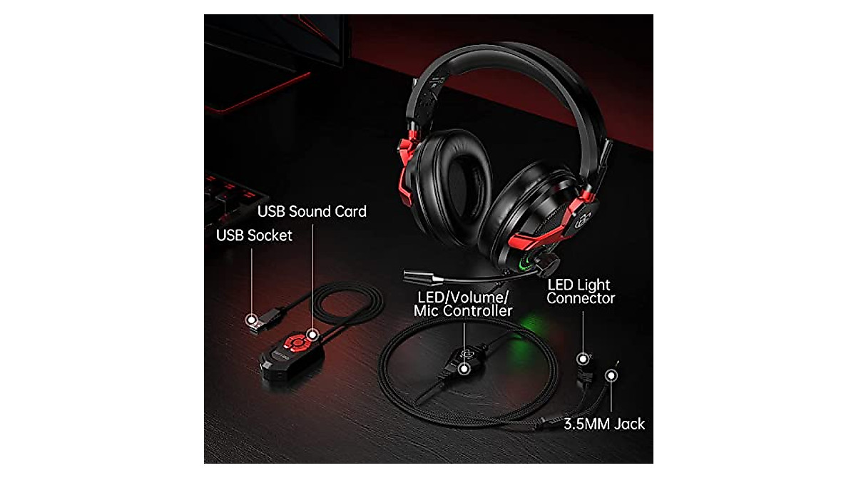Tatybo 7.1 Surround Sound Gaming Headset for PC and Consoles