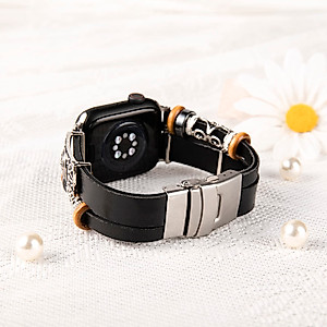 BOVIPO Compatible with Apple Watch Band 45mm 44mm 42mm 41mm 40mm 38mm 49mm, Black-X, 38/40/41 mm