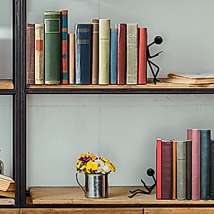 Ottimo Heavy Duty Metal Unique bookends for use as Bookshelf Decor, Home, Office or Kitchen Shelves. Unique, Cute and Decorative Book Stopper to Hold Books, Great Gift Idea (Black)