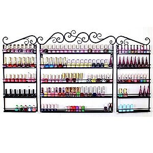 GIOCOBU ERNITERTY OSKE Metal Nail Polish Wall Rack 5 Tier Organizer Display Rack Black Holds Over 200 Bottles