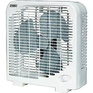 EZ-CHILL 9" Electric Portable 2-Speed, Quiet Box Fan, Ideal for Home, Bedroom, Dorm, & Office, BP-9B