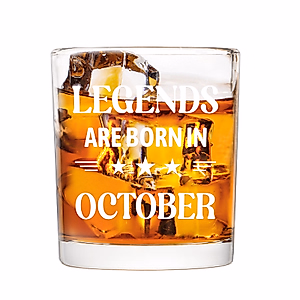 Futtumy Legends Are Born In October, 10 Oz Whiskey Glass, Birthday Gifts for Men, October Mens Birthday Gifts, 40th 50th 60th Mens Birthday Gift Ideas for Dad Grandpa Husband Son Uncle Coworkers