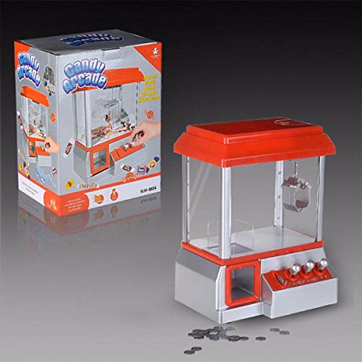 PowerTRC Claw Machine Toy Arcade Game with Sound, Mini Carnival Games Fun Candy Toy Grabber Dispenser Vending Toy for Boys Girls Kids (Size: 13.75in x 10in)