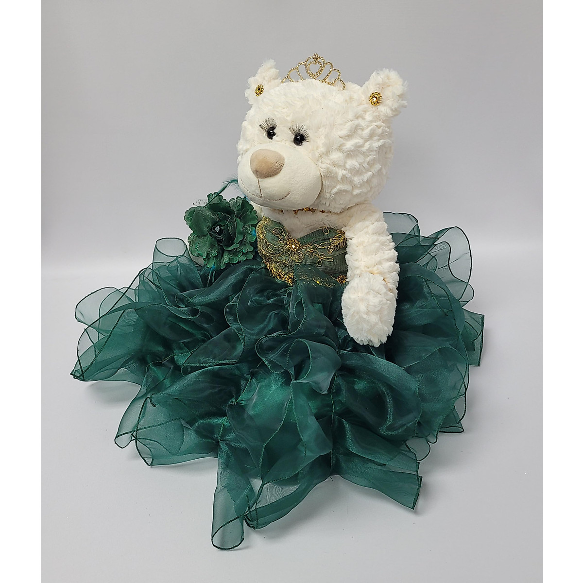 KINNEX COLLECTIONS SINCE 1997 20" Quince Anos Quinceanera Last Doll Teddy Bear with Dress (Centerpiece) ~ ARC16831-33R (Emerald Green)