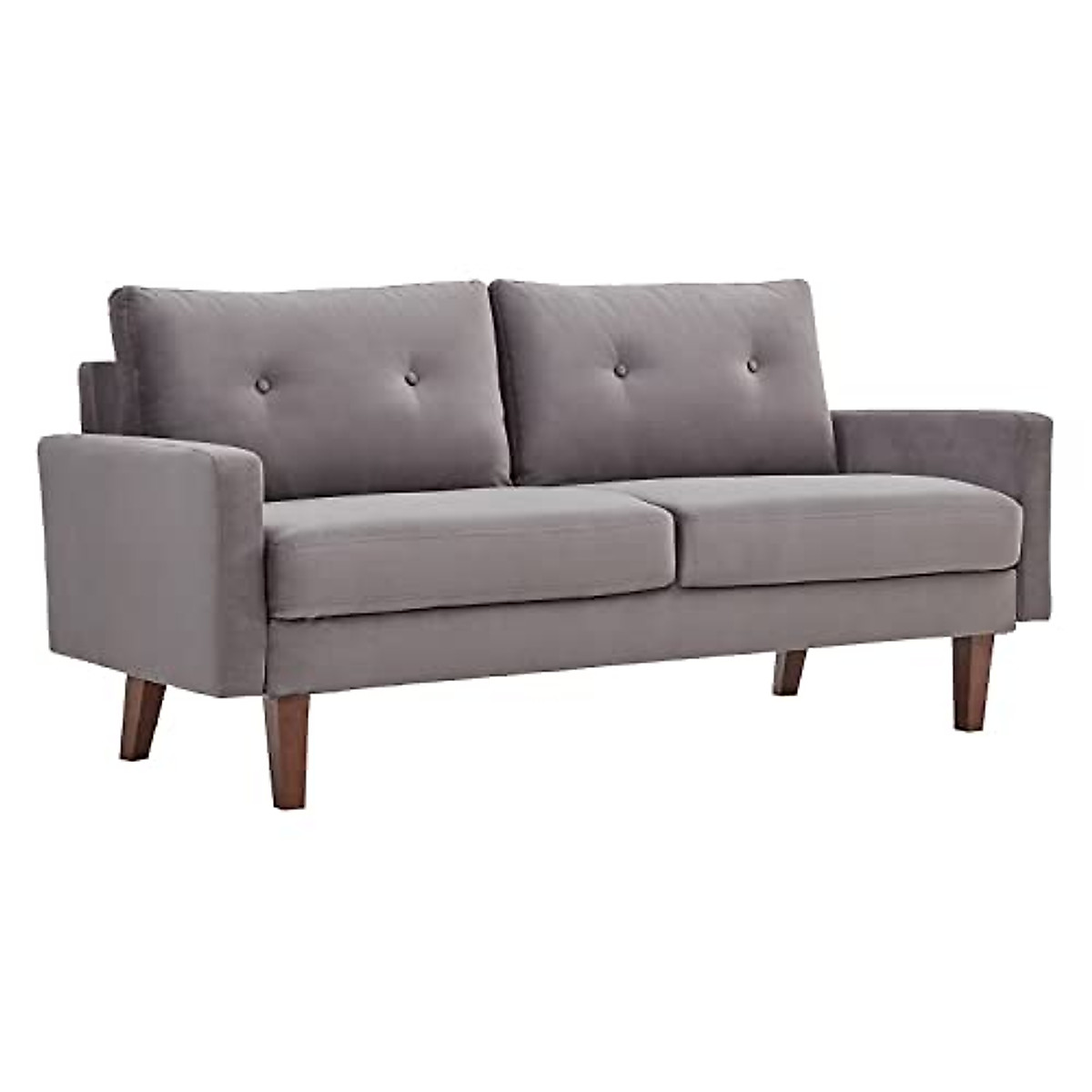 Dreamsir 69" Modern Cream Love Seats Sofa Couch Furniture, Velvet Fabric Mid Century Couch for Living Room, Bedroom, Apartment/Easy, Tool-Free Assembly (Sofa, Gray)