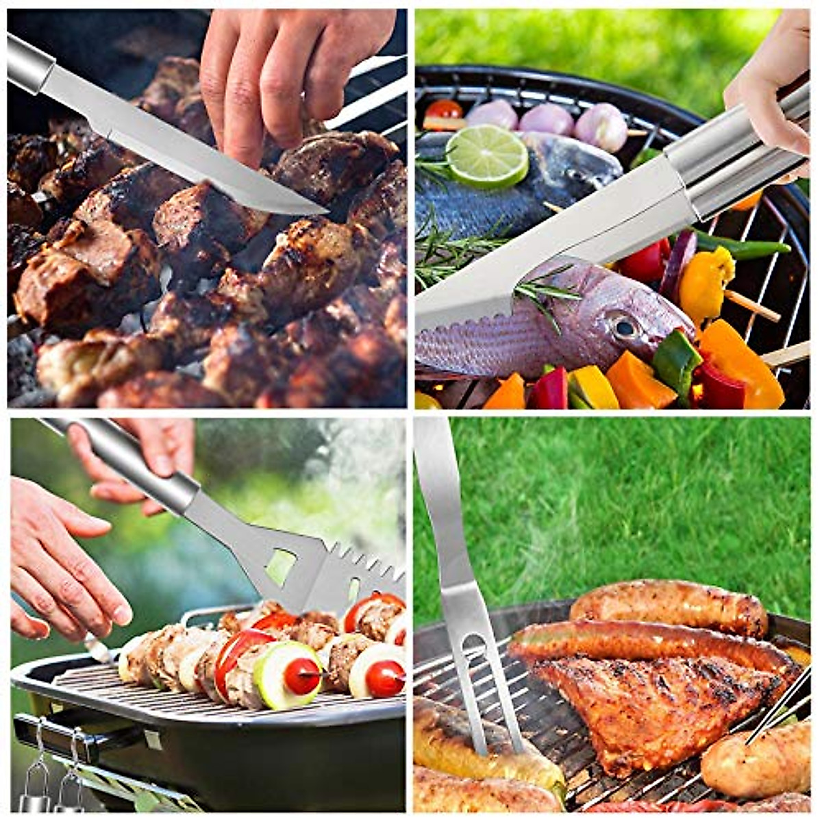 Leonyo 27PCS BBQ Grill Accessories in Case, Heavy Duty Stainless Steel Barbecue Grilling Tools Set for Kitchen Outdoor Cooking Camping Smoking, Dishwasher Safe, Portable Bag, Gift for Men Women