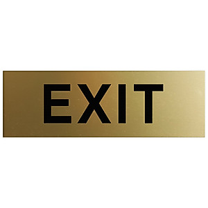 All Quality Basic Exit Wall or Door Sign - Simple & Clear To Ensure Safety | Easy to Install - Brushed Gold - Small (1 Pack)
