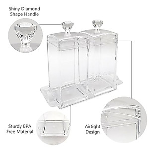 WBJKZJD Apothecary Jar with Lid, Airtight Acrylic Storage Jar With Diamond Shape Lid Shatter Proof Cookie Jars for Kitchen Counter Candy Apothecary Canisters Nuts & Coffee Beans, 2pcs