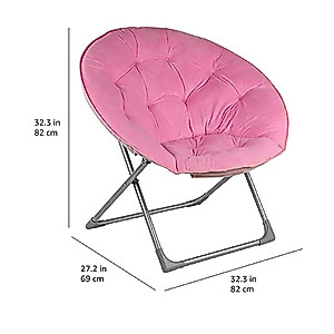 Amazon Basics Faux Fur Saucer Shaped Chair with Foldable Metal Frame, Pink, 27.2"D x 32.3"W x 32.3"H