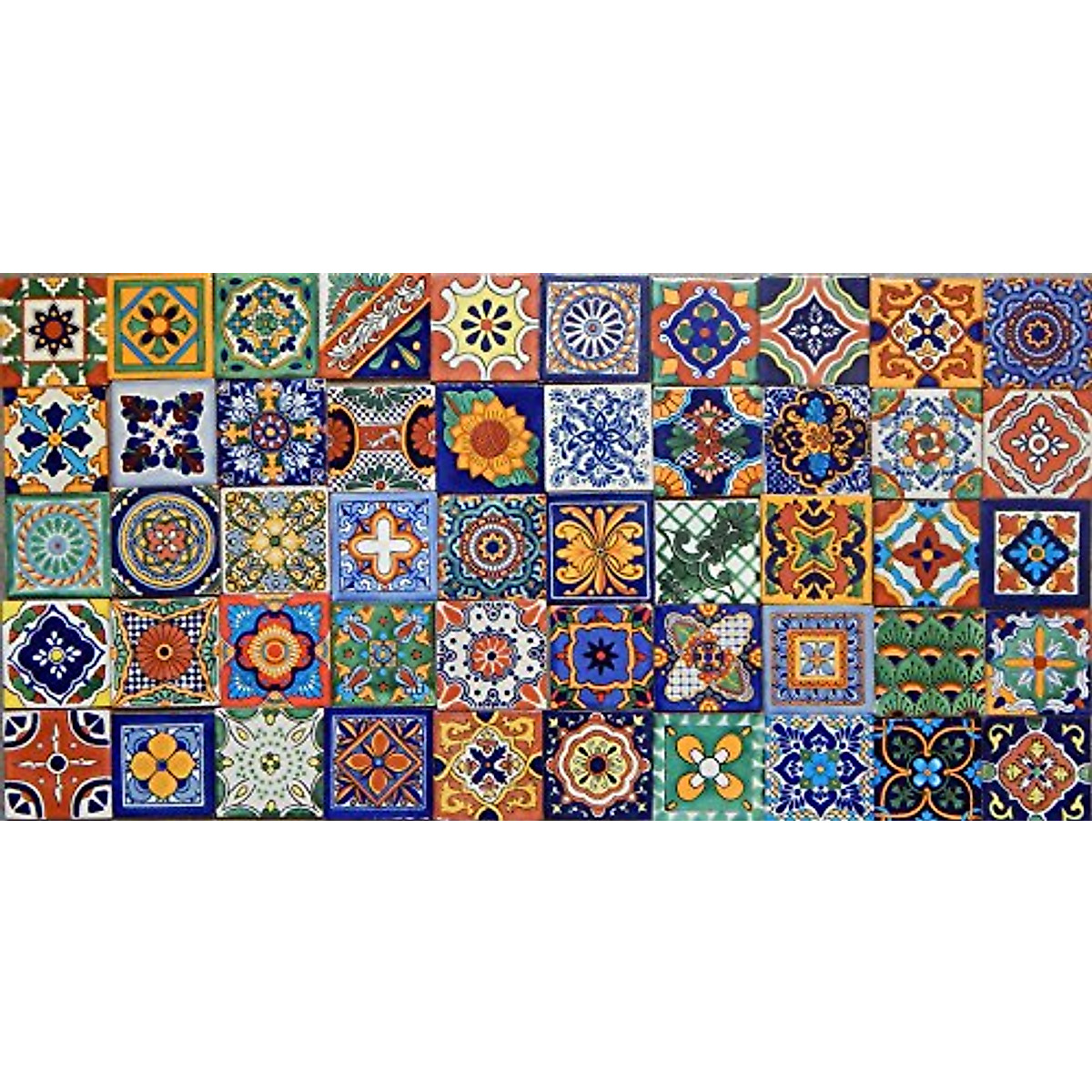 Color y Tradicion 50 Hand Painted Talavera Mexican Tiles 4x4 Spanish Mediterranean