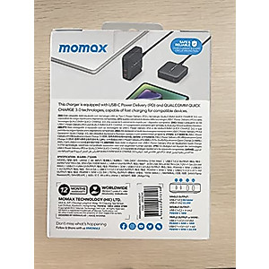 MOMAX USB C Charging Station, 100W GaN USB C Charger with 6.56ft Cord, Fast USB C PD Charger Hub with 2USB-C, 2USB-A, PPS, QC, Desk Charging Station for iPhone14/13/12, MacBook Pro/Air, Laptop, etc