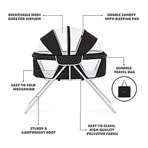 Dream On Me Day Dreamer 2-in-1 Convertible and Portable Bassinet, Black