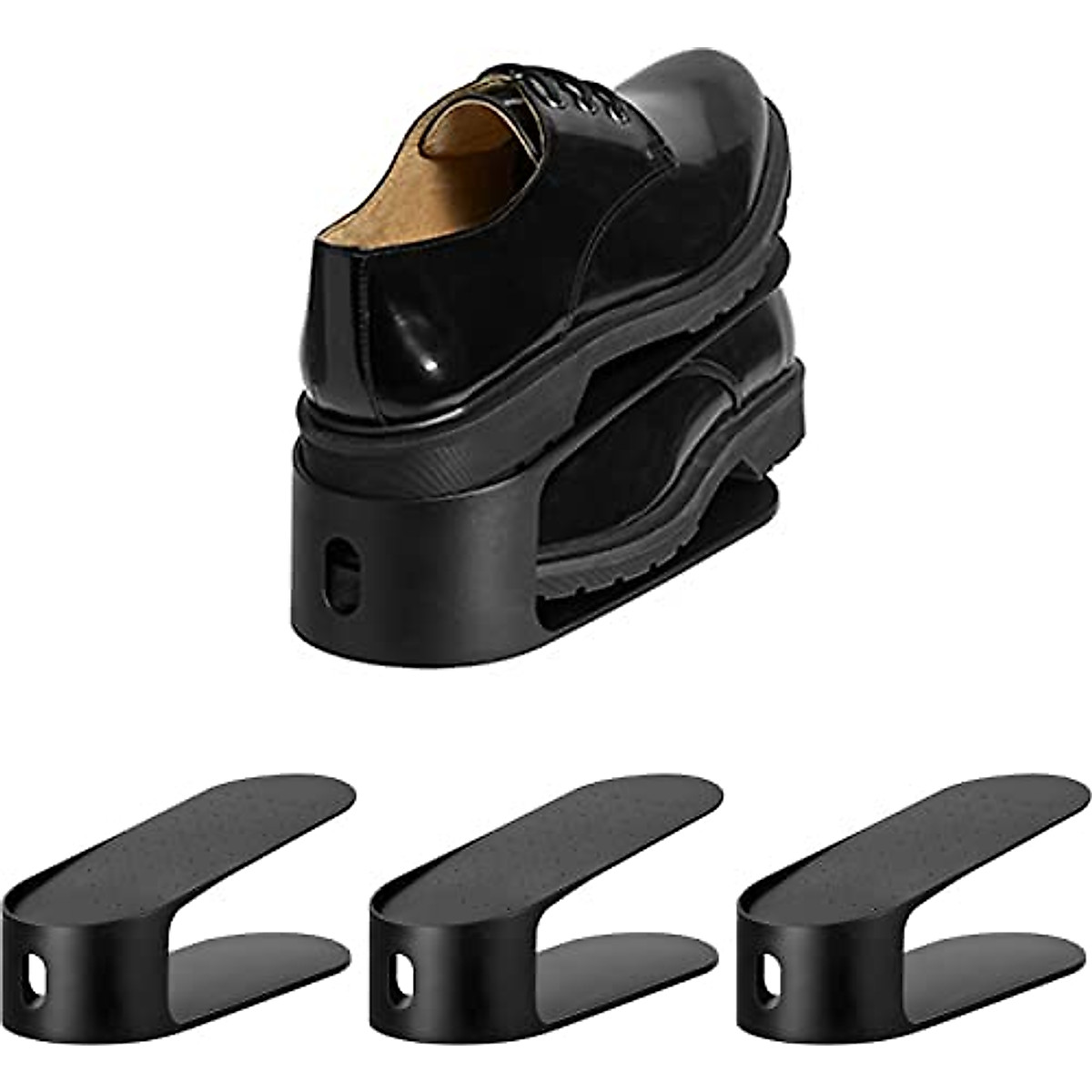 carrotez Shoe Slots Organizer 3 Pack - [Litem] Space Saving Shoe Organizer Rack for Closet - Easy Shoe Stacker, 9.84'' x 3.89'' x 4.26'' (Black, 3 Pack)