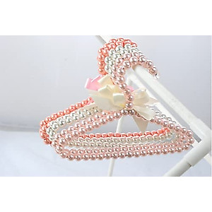 littlefall Dog Cat Pet Clothes Hanger Plastic Pearl Beaded Bow Clothes Dress Coat Hangers Closet Coat Storage Organizer Dry Rack 5 Pcs (White)