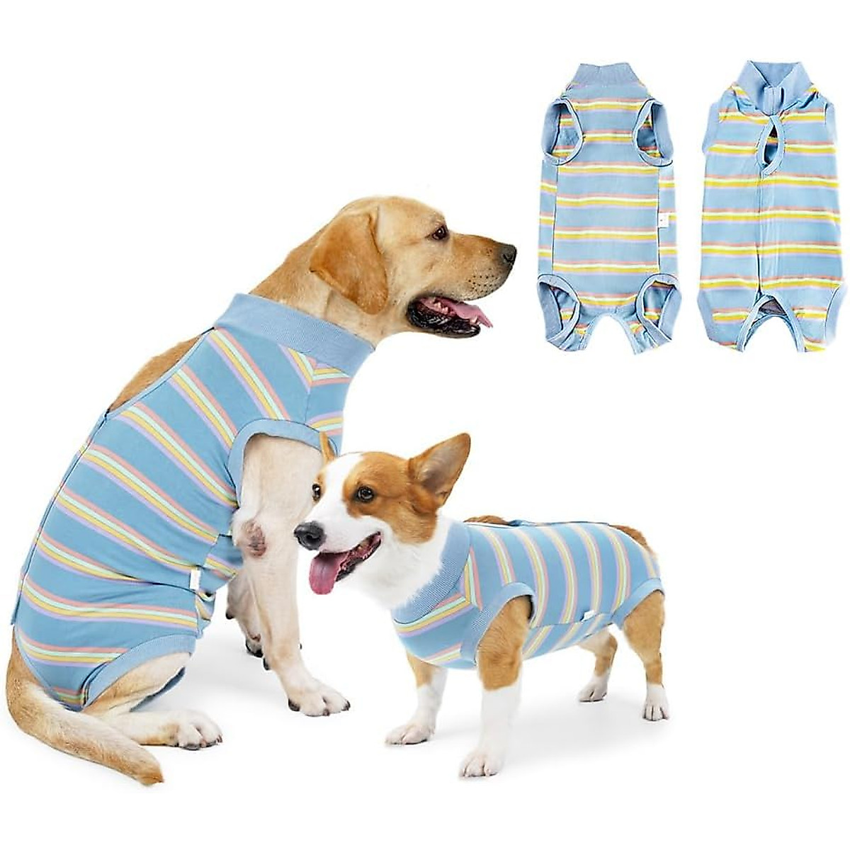 SHIAOMIN Pet Recovery Suit After Surgery - Abdominal Wounds Breathable Striped Leisure Wear Shirt, E-Collar Alternative Cats Dogs Neuter Spay Anti Licking Clothes for Male Female Pets (Large)