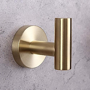 GERZWY SUS 304 Stainless Steel Bath Coat Hook Towel/Robe Clothes Hook for Bathroom Kitchen Modern Hotel Style Wall Mounted Brushed PVD Zirconium Gold 4 Pack