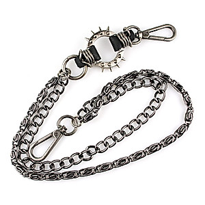 ARZASGO Unisex Punk Chains for Pants, Heavy Duty Multi-layer Belt Chains Hip Hop Trousers Jeans Chain with Carabiner Clasps for Wallet Keys (Spike Chain)