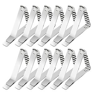 FYY Tablecloth Clips - 12 Pack Stainless Steel Picnic Table Cloth Cover Clamps, Heavy Duty Rustproof Tablecloth Holder Clips for Home Restaurant Outdoor Picnic Party Weddings