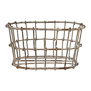 Creative Co-Op Distressed Metal Wire Basket, Brown