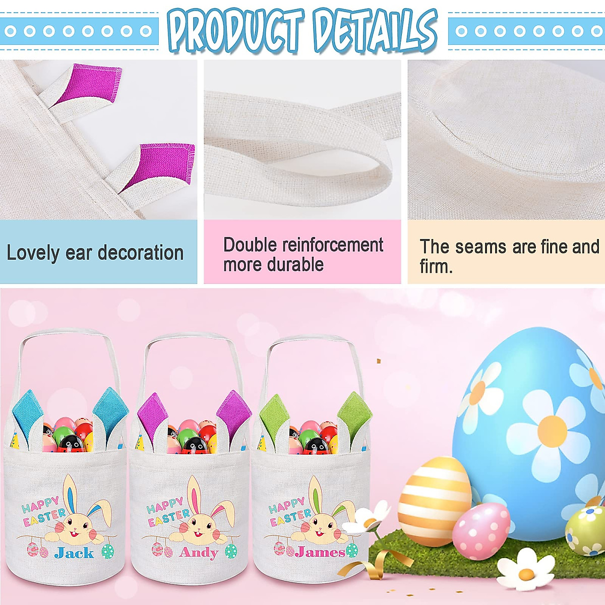 Easter Baskets for Kids, Jocidea Custom Easter Baskets for Kids Personalized Easter Basket for Girl Boy Easter Gifts Easter Basket Stuffers for Toddler Easter Basket Toys — Blue