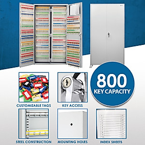BARSKA Large Key Cabinet with Key Lock (800 Position Key Cabinet)