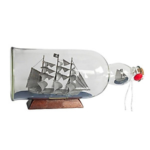 Hampton Nautical Flying Dutchman Model Ship in a Glass Bottle, 11"