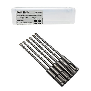 1/4-Inch Carbide-Tipped SDS-Plus Rotary Hammer Drill Bit for Concrete, Brick, Stone, Pack of 6