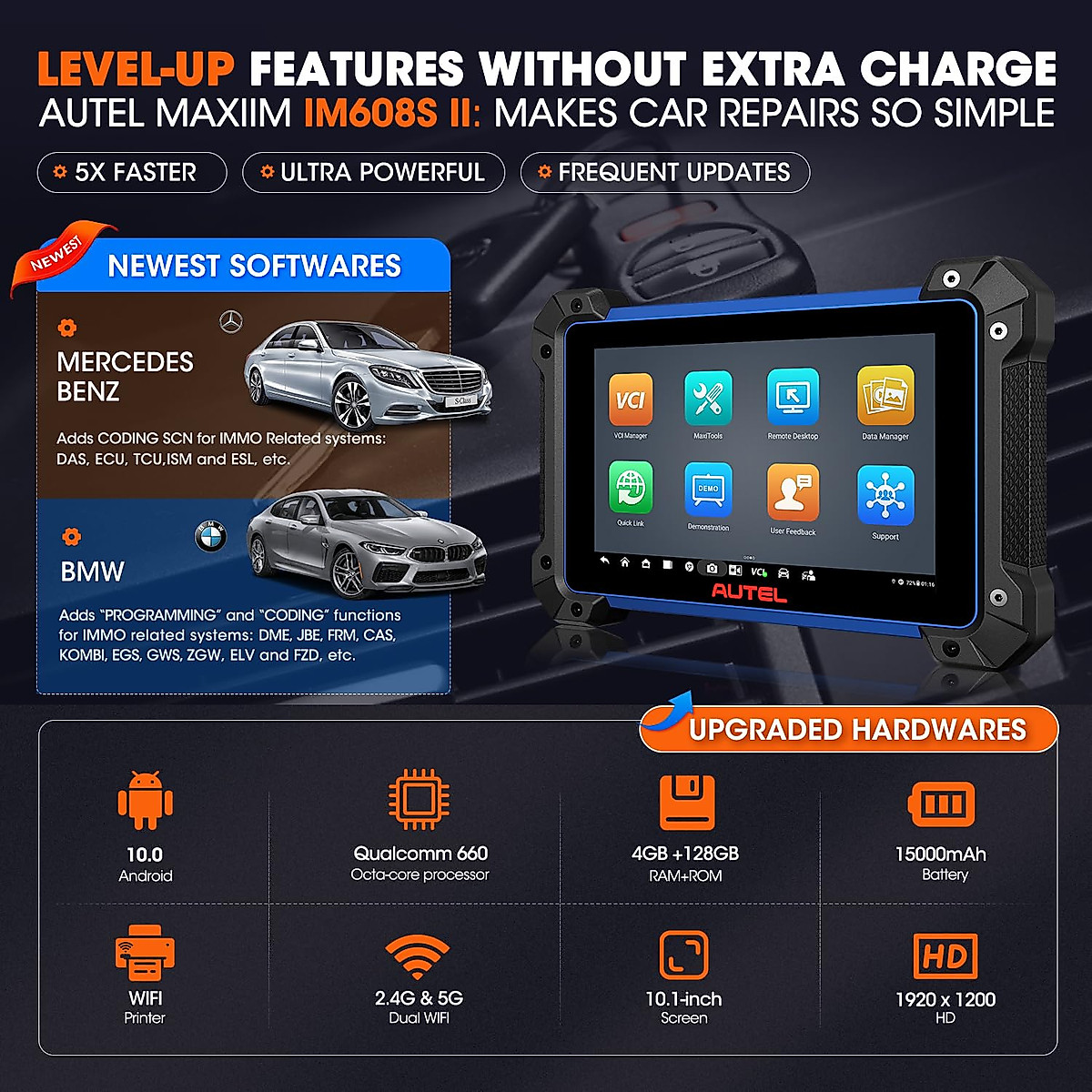 Autel MaxiIM IM608S II: 2024 Newer Ver. of IM608 PRO Top Car IMMO & Key Fob Programming Tool, Same as IM608 PRO II/ IM608 II, w/ XP400 PRO APB112 GBOX3, AutoScan 2.0, Advanced ECU Coding, 40+ Services