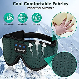 Sleep Mask with Bluetooth Headphones,LC-dolida Sleep Headphones Bluetooth Sleep Mask Breathable Sleeping Headphones for Side Sleepers Best Gift and Travel Essential (Green)