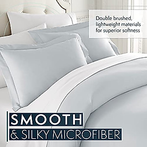 HC COLLECTION 1500 Thread Lightweight Duvet Cover Bed Linen Set with Zipper Closure for Comforters with 2 Pillow Shams, Queen, Ice Blue
