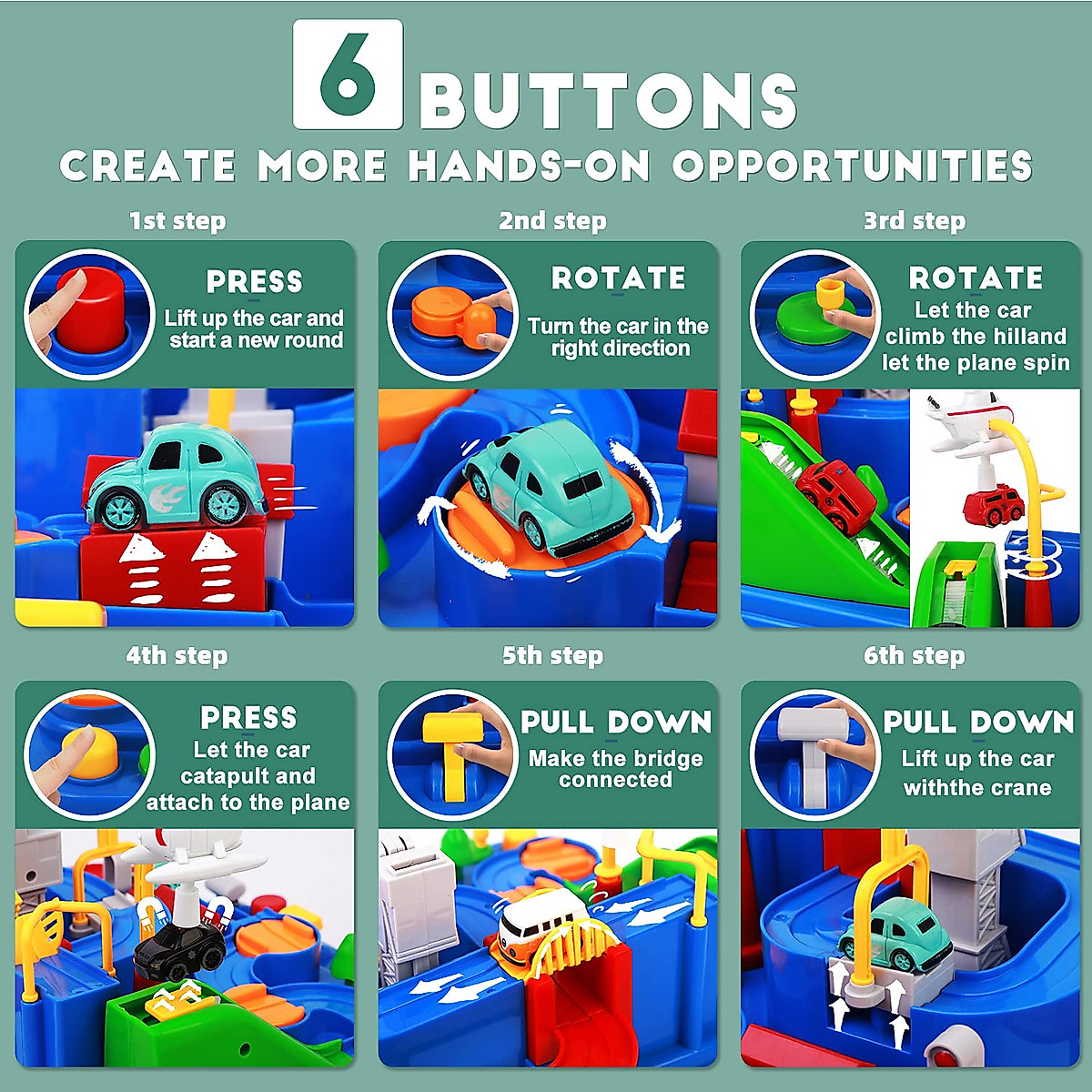 Race Tracks for Boys, Car Toys STEM Track Adventure Educational Toys for Toddlers 3 4 5 6 7 8 Year Old Boys Girls Gifts (W18TY0045US-A)