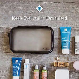 ProCase [2 Pack] TSA Approved Travel Toiletry Bag Pouch, Matte Clear Quart Size Bag Carry-On Airport Airline Compliant Bag Travel Makeup Cosmetic Bag for Toiletries Liquids Creams Cosmetics -Black