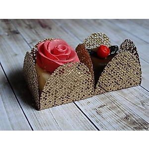 Truffilio Handmade Fabric Truffle Cups | Truffle Liners | Truffle Wrappers | Fominhas | candy cups for chocolate | Forminhas de Brigadeiro | candy liners - Pack of 30 (Fabric, Square Gold)