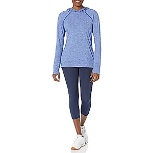 Amazon Essentials Women's Brushed Tech Stretch Popover Hoodie (Available in Plus Size), Blue Space Dye, Large