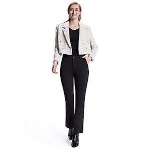 Bamans Womens Dress Pants Wide Leg Stretch Work Pants Skinny Golf Pants with Pockets Black