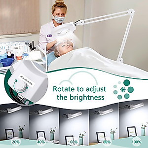 10X Magnifying Glass with Light and Stand, Floor Lamp with 5 Wheels Rolling Base for Lash Estheticians Facials, 1,500 Lumens Stepless Dimmable, LED Lighted Standing Magnifier for Sewing Crafts