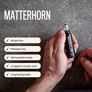 theo & amelia Matterhorn Rollerball Cologne for Men | A Rugged Everyday Fragrance with Mandarin, Black Pepper, Vetiver, Leather, Sandalwood & Musk - 10mL Travel-Friendly Fragrance