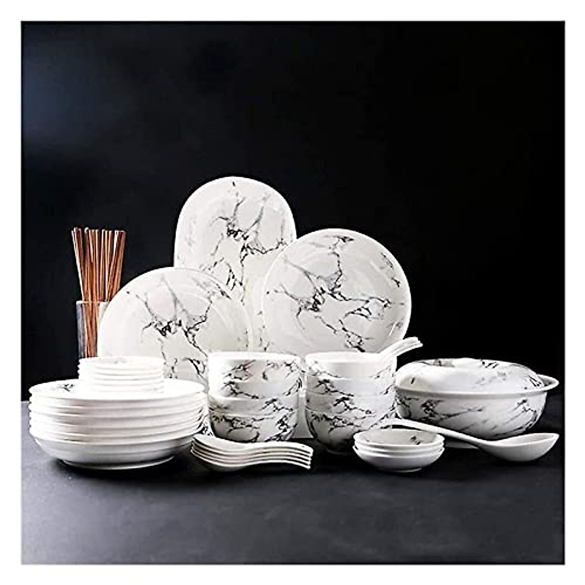 GagalU Dinner SetsDinnerware Set for Home or Special Restaurant, 55PCS Chinese Style Bone China Dinnerware Set Household Phnom Penh Ceramic Bowl Dishes Plate Service for 10