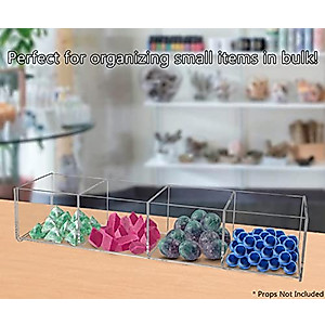 Acrylic Retail Tray Four Compartment 15.75" Wide x 4" Deep Clear Countertop Coffee Bar Snack Organizer Table Coffee Tea Bags Sugar Holder Condiment Station Organizer by Marketing Holders
