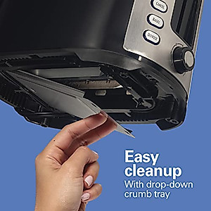 Hamilton Beach 2 Slice Extra Wide Slot Toaster with Bagel & Defrost Settings, Shade Selector, Toast Boost, Auto Shutoff, Black & Stainless Steel (22633)