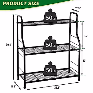EASEPRES Metal Plant Stand 3 Tier Indoor Plant Shelf, Plant Display Rack, Multiple Flower Pot Holder for Garden, Balcony, Patio, Corner, Window, Living Room, Outdoor