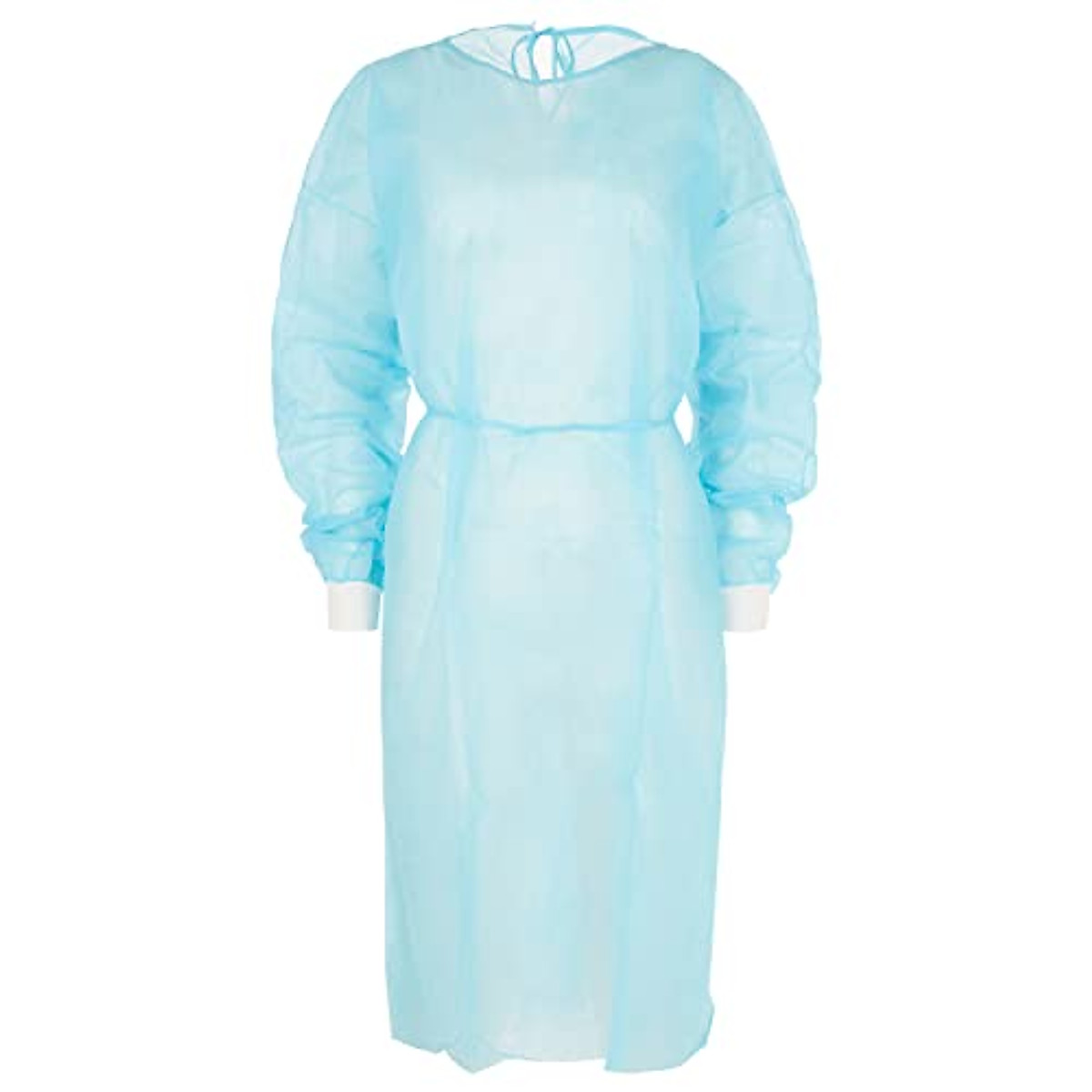 Nobles Universal Size Blue Disposable Isolation Gowns - Latex-Free Gown is Fluid Resistant with Knitted Cuffs - Medical & PPE Gowns - Ideal Safety Protection for Women & Men (Case of 50)