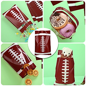 Sinmoe 50 Pcs 6.4 x 10 Inch Football Goodie Bags Football Treat Candy Bags Plastic Party Favor Bags Football Bag Football Theme Gift Bag Football Party Supplies for Birthday Party Decorations