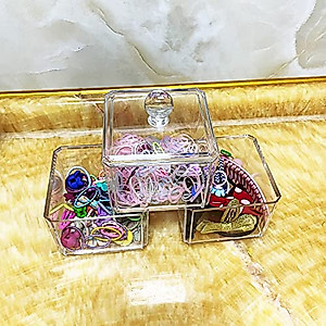 ZEQIDOU Hair Accessories Organizer, Hair Organizer Storage, Acrylic Headbands Holder, Hair Tie,Hair Tools,Scrunchie Storage Organizer, Clear 3 Stackable Holder with Lids for Organizing